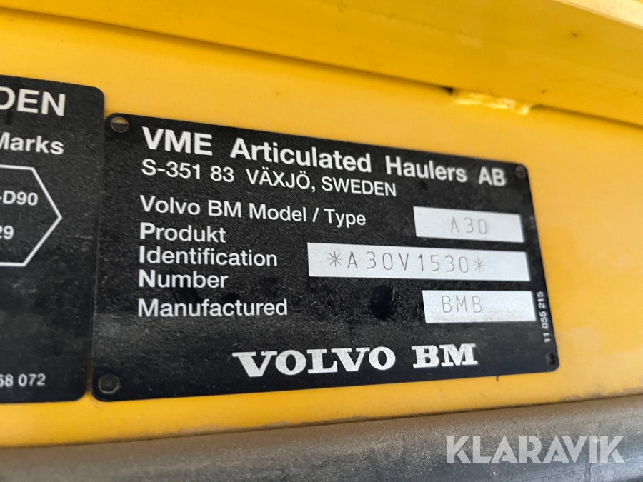 Dumper Volvo BM A30, Norrköping, Klaravik auktioner