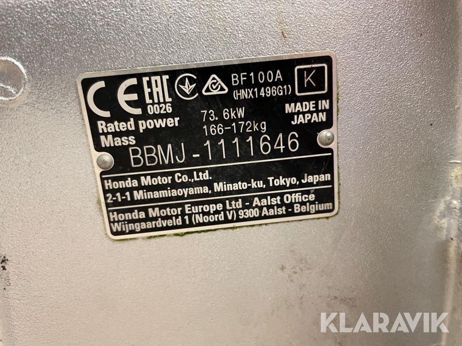 Båtmotor Honda BF100A, Varberg, Klaravik auktioner