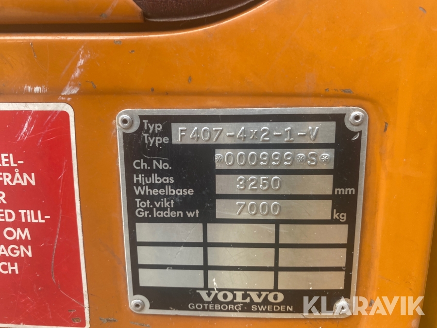 Skylift Volvo F407, Kalix, Klaravik auktioner