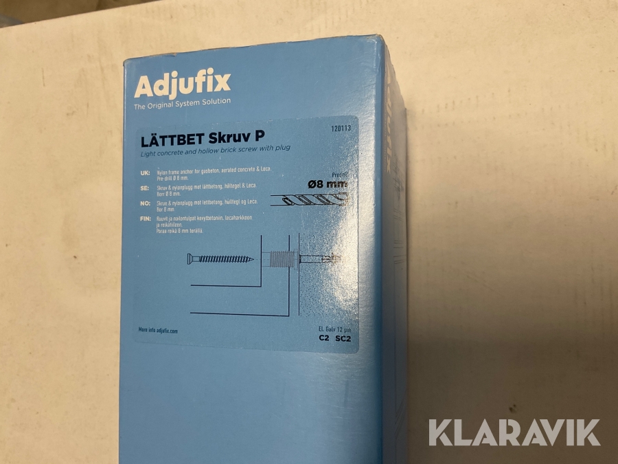 Montageskruv Adjufix, Tingsryd, Klaravik auktioner