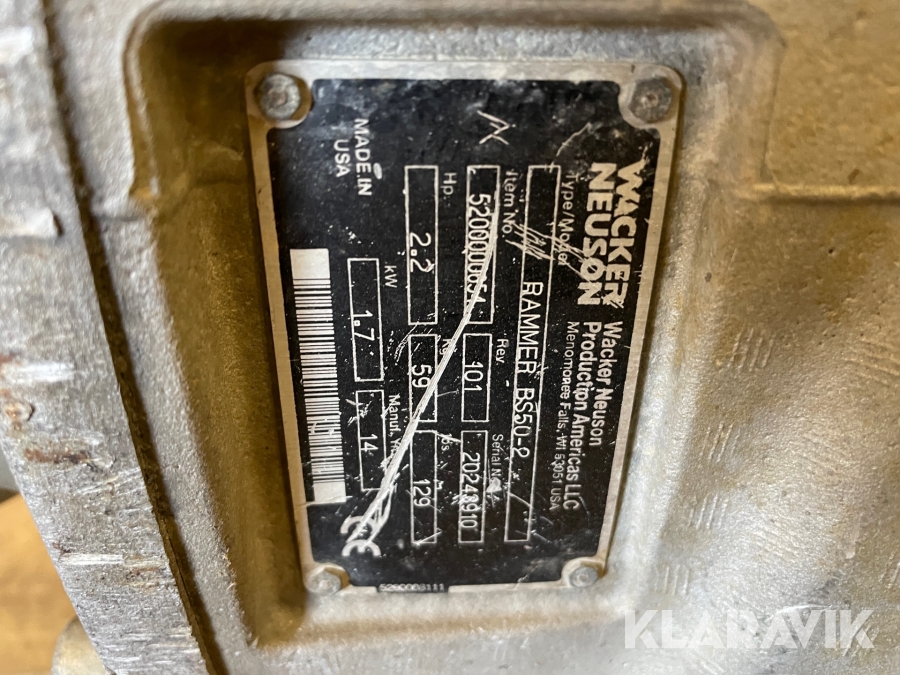 Markvibrator Wacker Neuson BS 50-2, Borlänge, Klaravik aukti