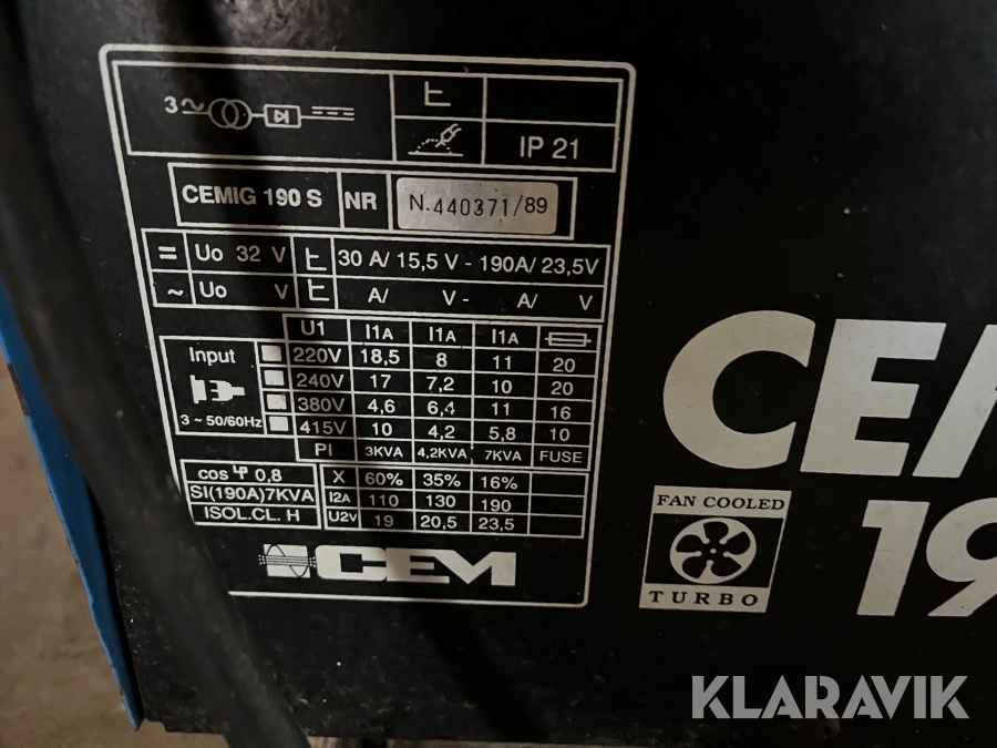 Mig-Svets Cemig 190S, Falköping, Klaravik auktioner