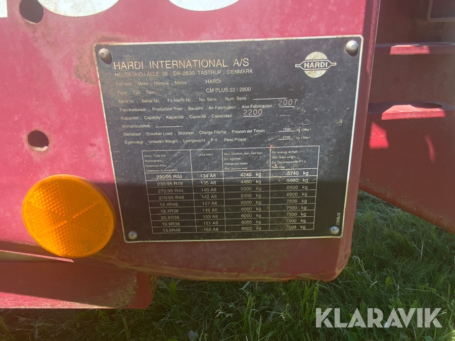 Växtskyddsspruta Hardi Commander 2200/20, Sjöbo, Klaravik au