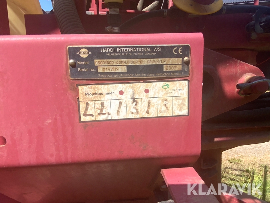 Växtskyddsspruta Hardi Commander 2200/20, Sjöbo, Klaravik au