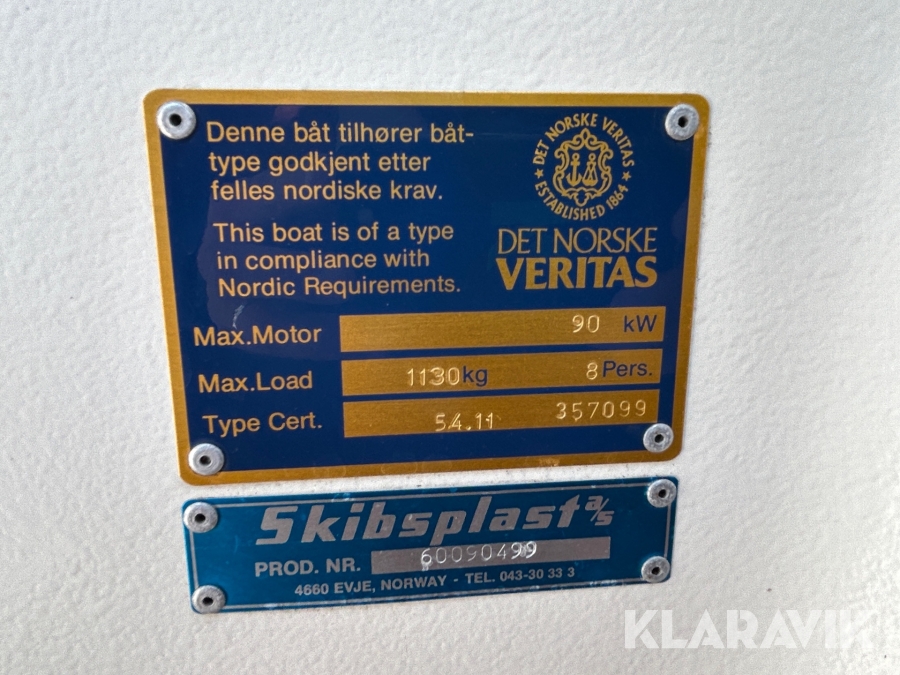 Motorbåt Skibsplast 600 HT, Karlstad, Klaravik auktioner