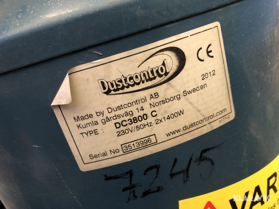 Klaravik Auktioner | Byggdammsugare Dust Control 3800
