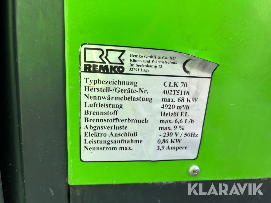 Byggtork Reko CLK 70, Sigtuna, Klaravik auktioner