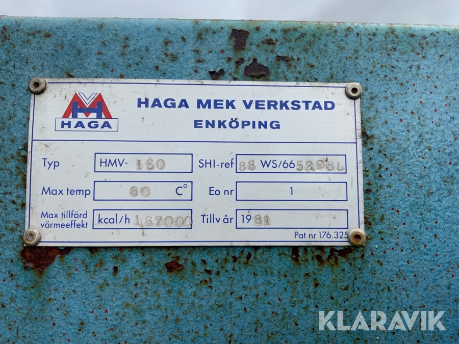 Torkpanna Haga pannan Hmw-150, Flen, Klaravik auktioner