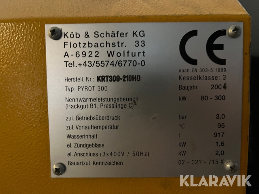 Flisbrännare Köb & Schäfer Pyrot 300, Skinnskatteberg, Klara