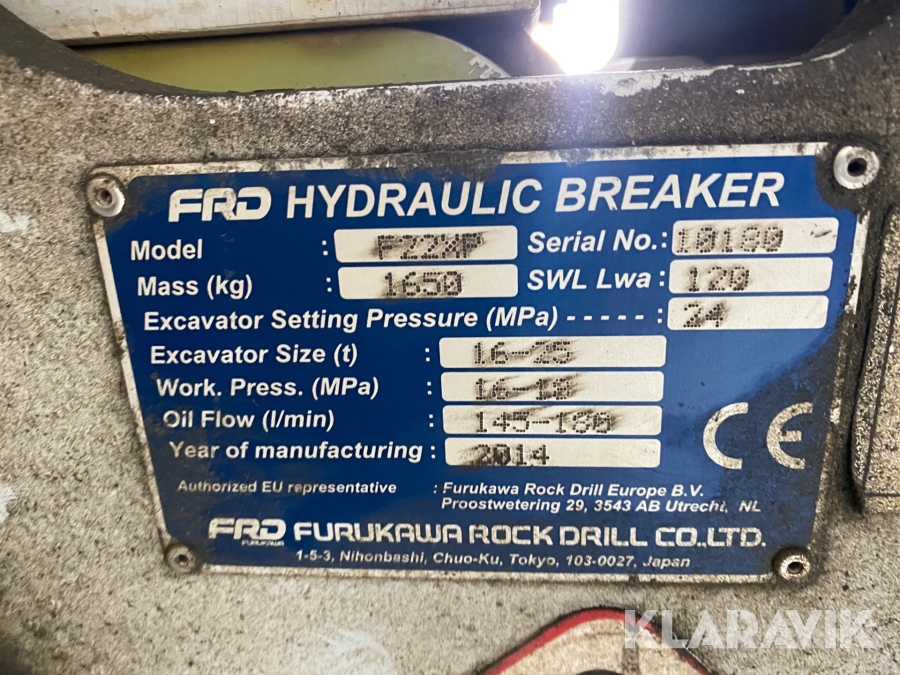 Hydraulhammare Furukawa F22XP, Västerås, Klaravik auktioner