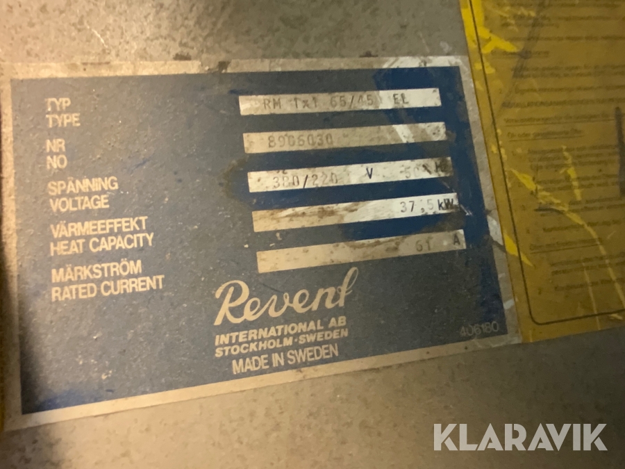 Ugn Revent RM 1x1, Laxå, Klaravik auktioner