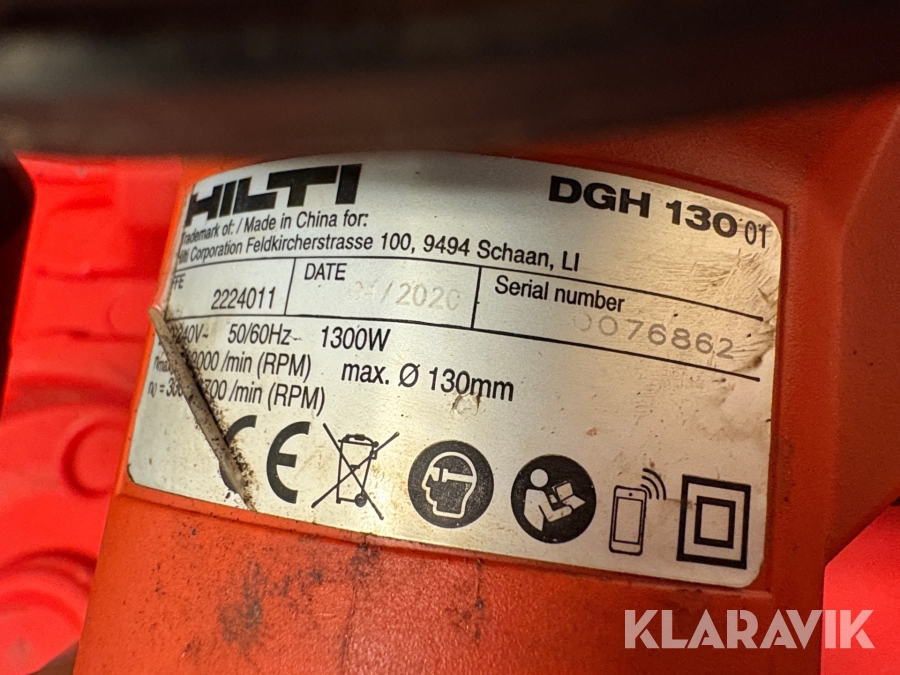 Betongslip Hilti DGH 130, Jönköping, Klaravik auktioner