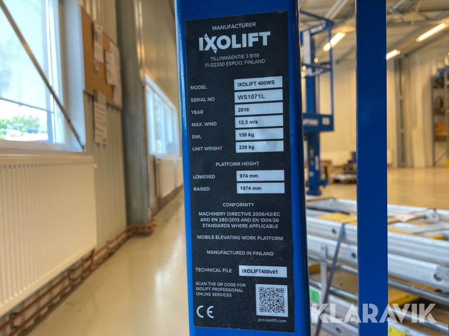 2. 250407 Ixolift 400WS, Södertälje, Klaravik auktioner