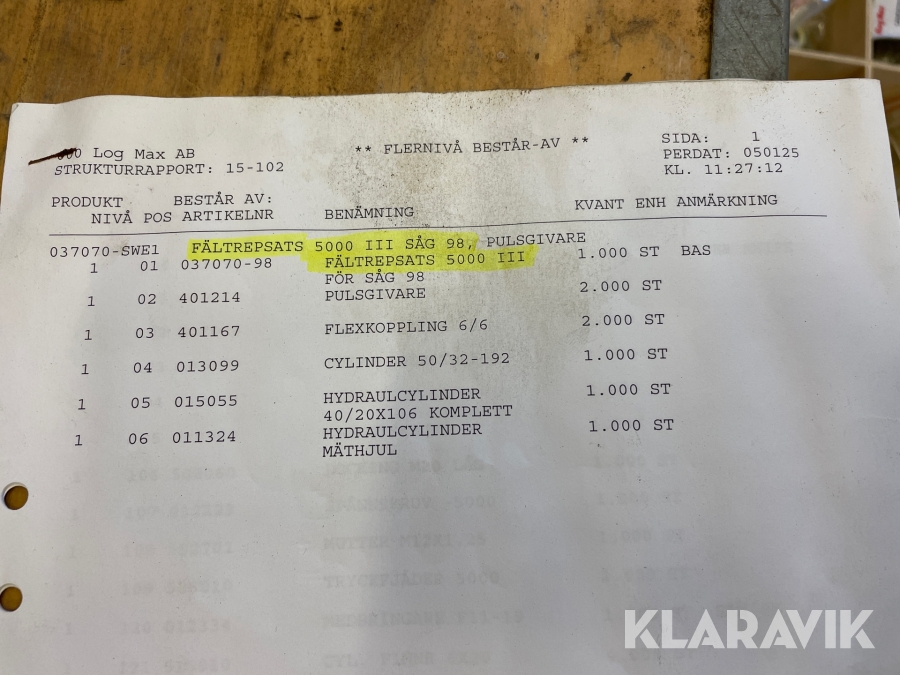 Fältsats Log Max 5000, Falun, Klaravik auktioner