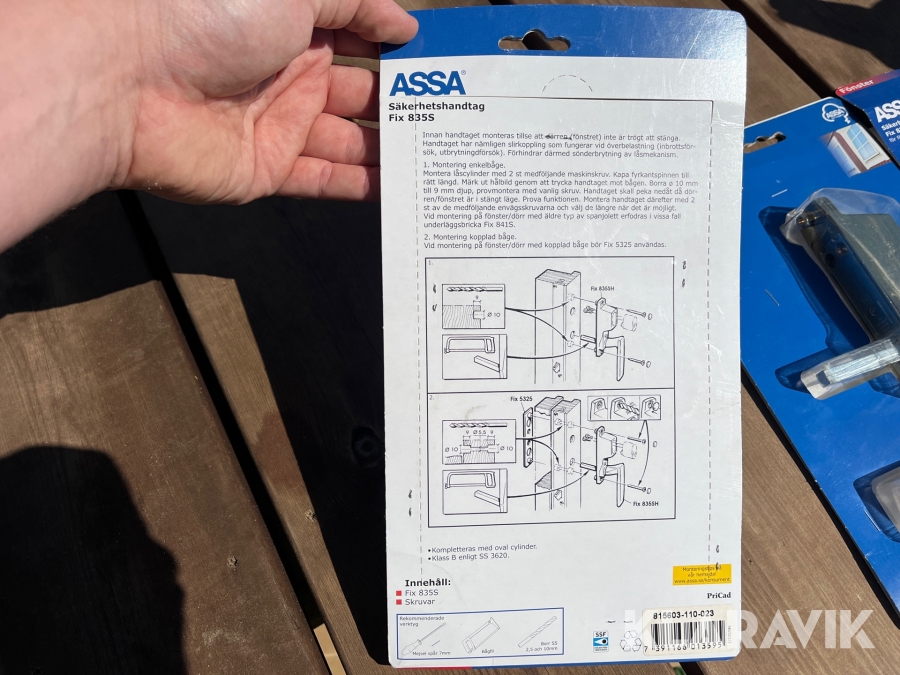 Säkerhetshandtag Assa Fix 835S, Falköping, Klaravik auktione