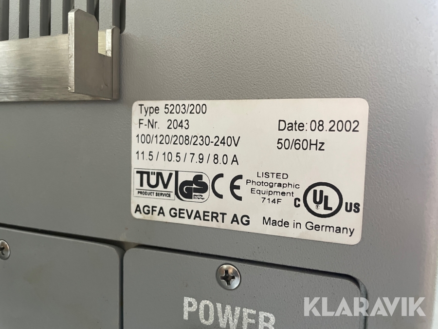 Framkallningsenhet AGFA Structurix NDT M Eco, Ludvika, Klara