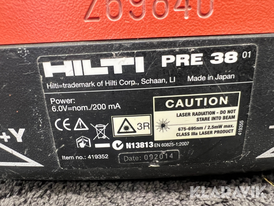 Tvåfallslaser & lasermottagare Hilti PRE 38, Svalöv, Klaravi