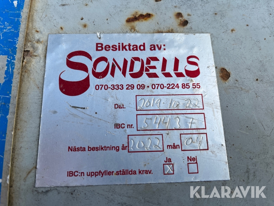 Dieseltank ABG Transmaster ADR 2000L, Uppsala, Klaravik aukt