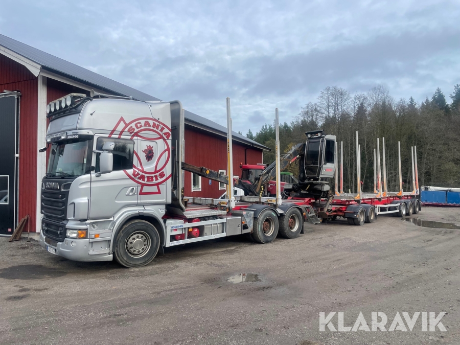 Timmerbil med släp & kran Scania R 730 LB6X4HNB, Norrköping,