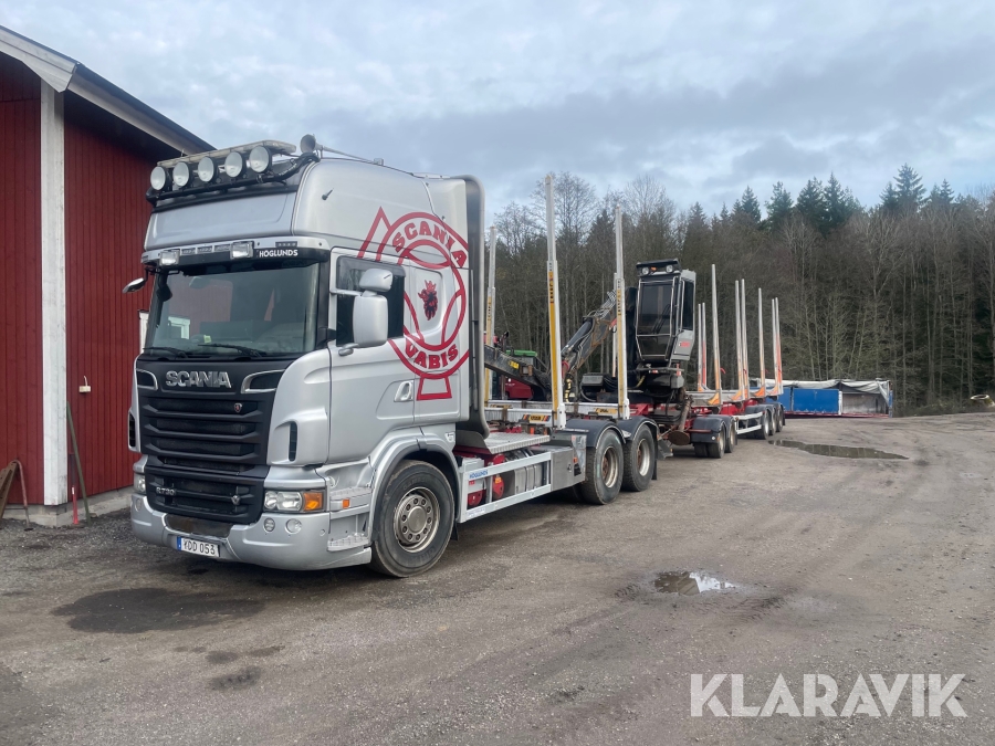 Timmerbil med släp & kran Scania R 730 LB6X4HNB, Norrköping,