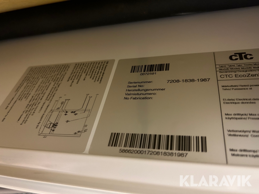 Värmepump Luft/Vatten CTC EcoZenith i250 / EcoAir 622M, Örns