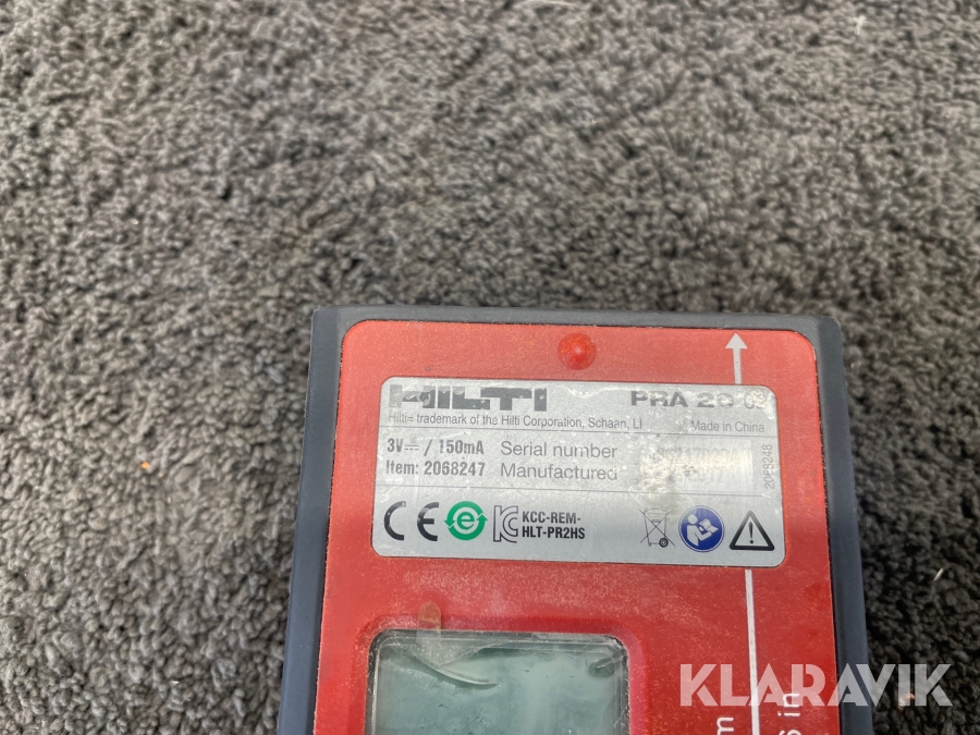 Planlaser med lasermottagare Hilti PR2-HS, PRA20, Svalöv, Kl