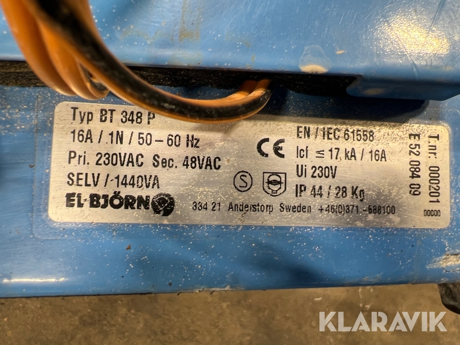 Transformatorer El Björn BT348P, 48V-3GRP-TIMER, BT348U, Sva