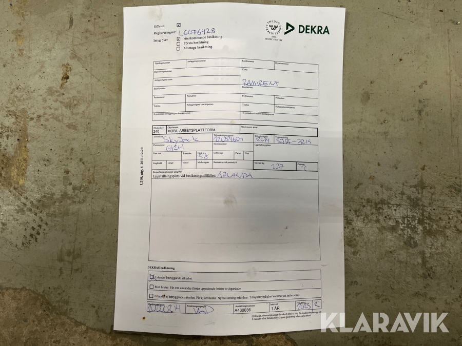 Saxlift Skyjack 3219, Järfälla, Klaravik auktioner