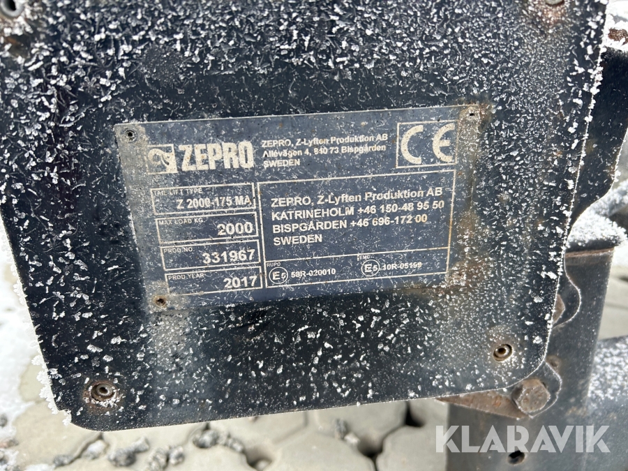 Bakgavel lyft komplett Zepro Z 2000-175 MA, Vara, Klaravik a