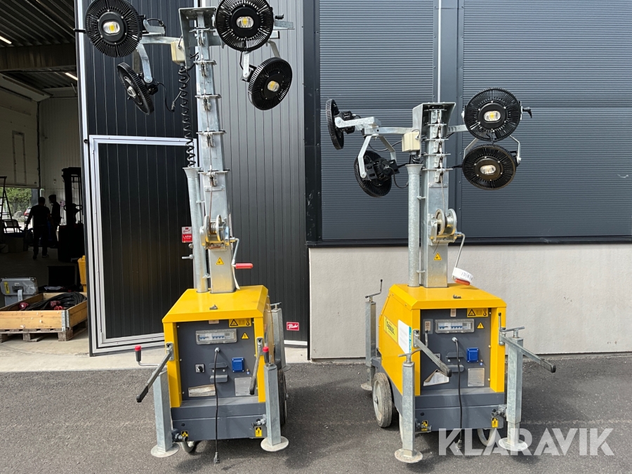 Belysningsmaster 2st Atlas Copco HiLight E3+ 4x160W, Eskilst