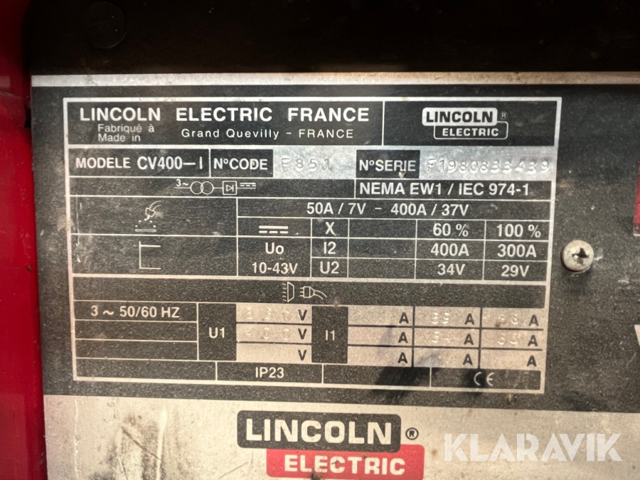 MIG-Svets Lincoln CV400-1, Stockholm, Klaravik auktioner
