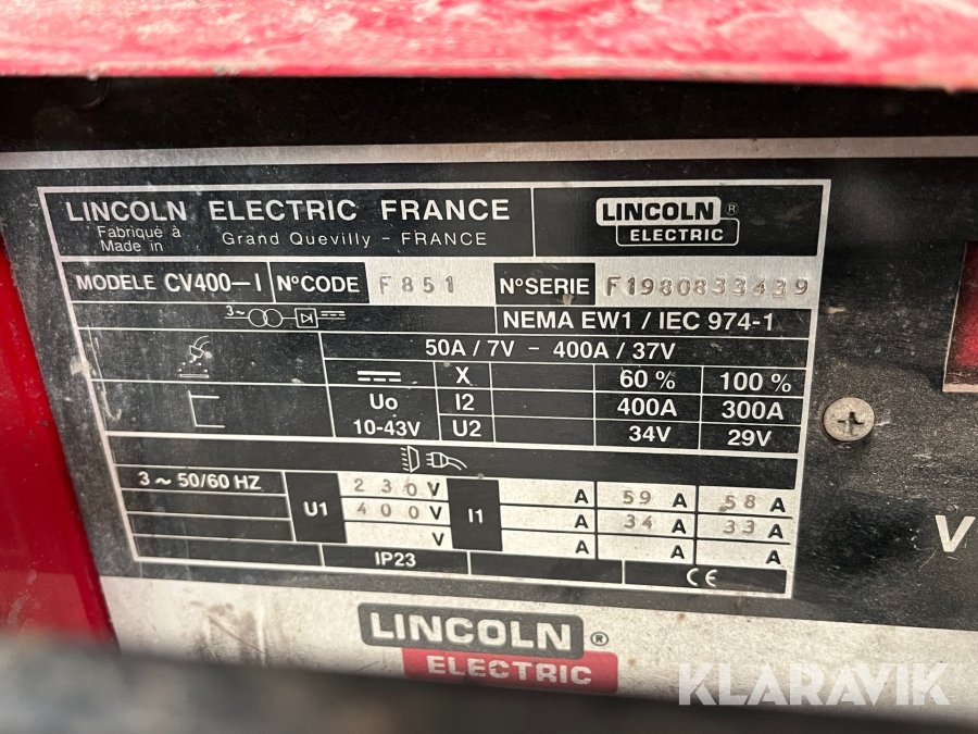 MIG-Svets Lincoln CV400-1, Stockholm, Klaravik auktioner