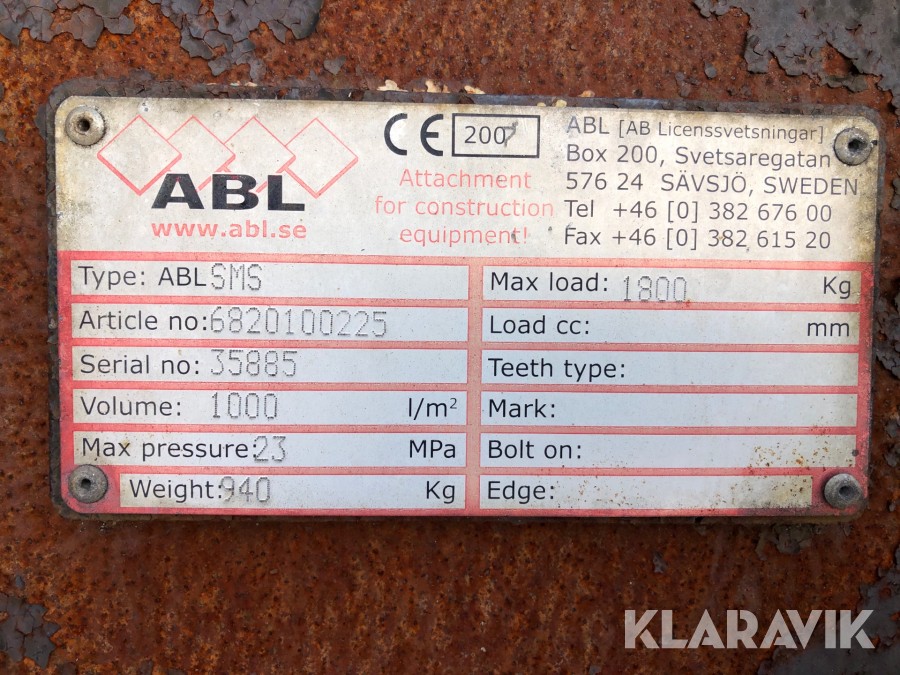 Klaravik Auktioner | Kombiskopa ABL SMS Hydraulisk 1000 liter