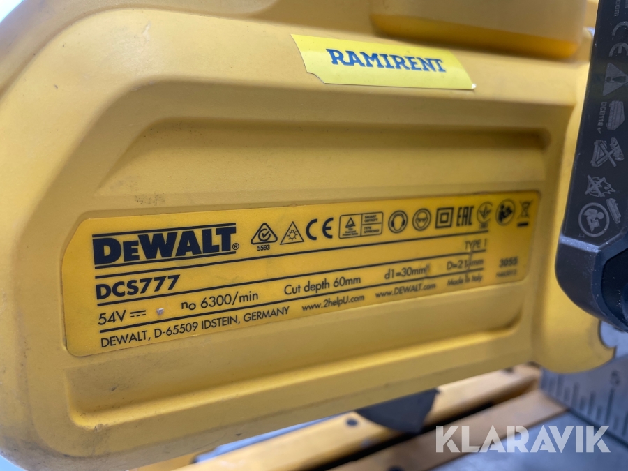 Kap & geringssåg batteri Dewalt DCS777T2, Svalöv, Klaravik a