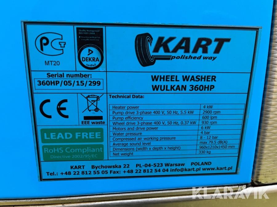 Hjultvättmaskin Wulkan 360 HP, Ekerö, Klaravik auktioner