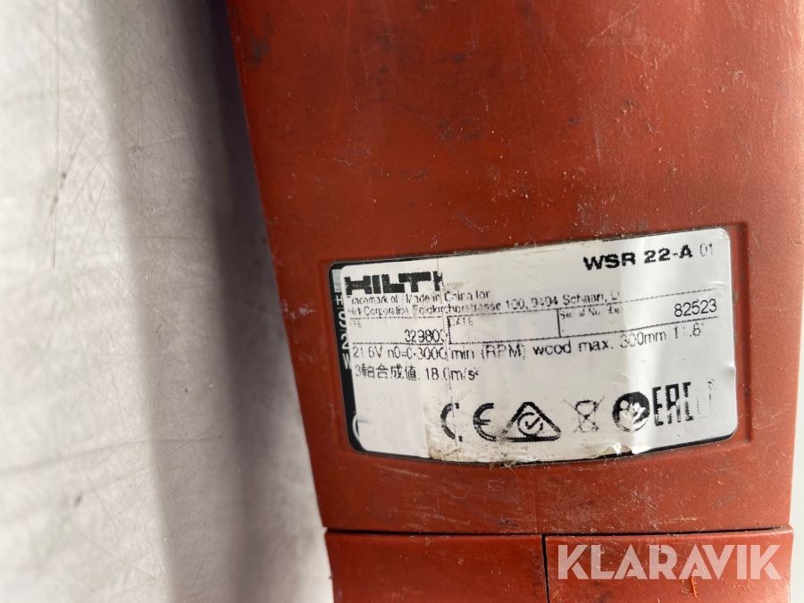 Sågar Hilti WSR 22-A, Svalöv, Klaravik