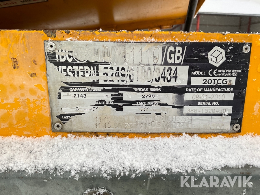 IBC behållare / ADR Western Global 20 TCG, Jönköping, Klarav