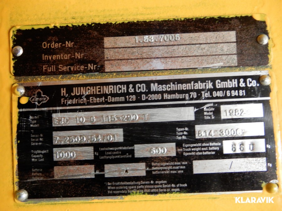 Palltruck Jungheinrich EJC 10 G 115-290 T