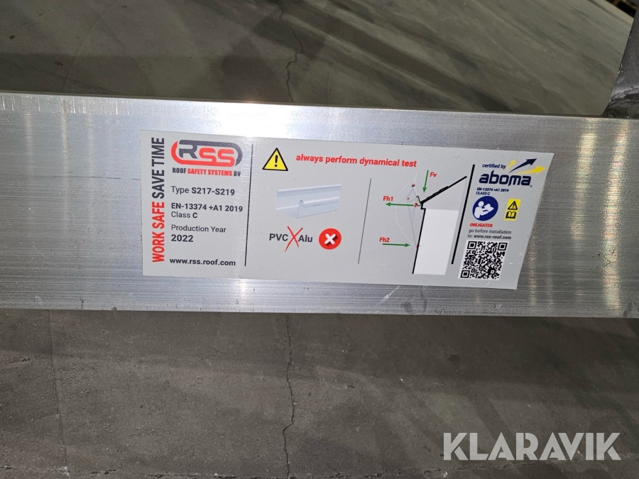 Fallskyddsräcke Roofac 90m, Jönköping, Klaravik auktioner