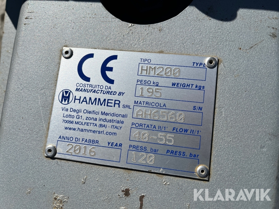 Hydraulhammare Hammer HM200, Lidköping, Klaravik auktioner