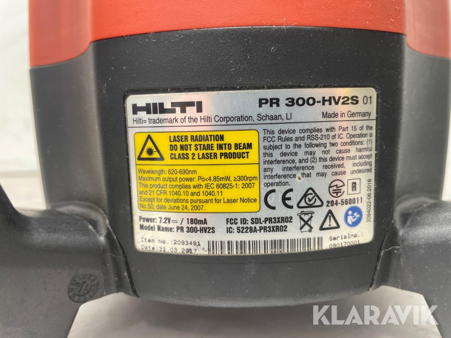 Tvåfallslaser & lasermottagare Hilti PR300-HV2S, PRA300, Sva