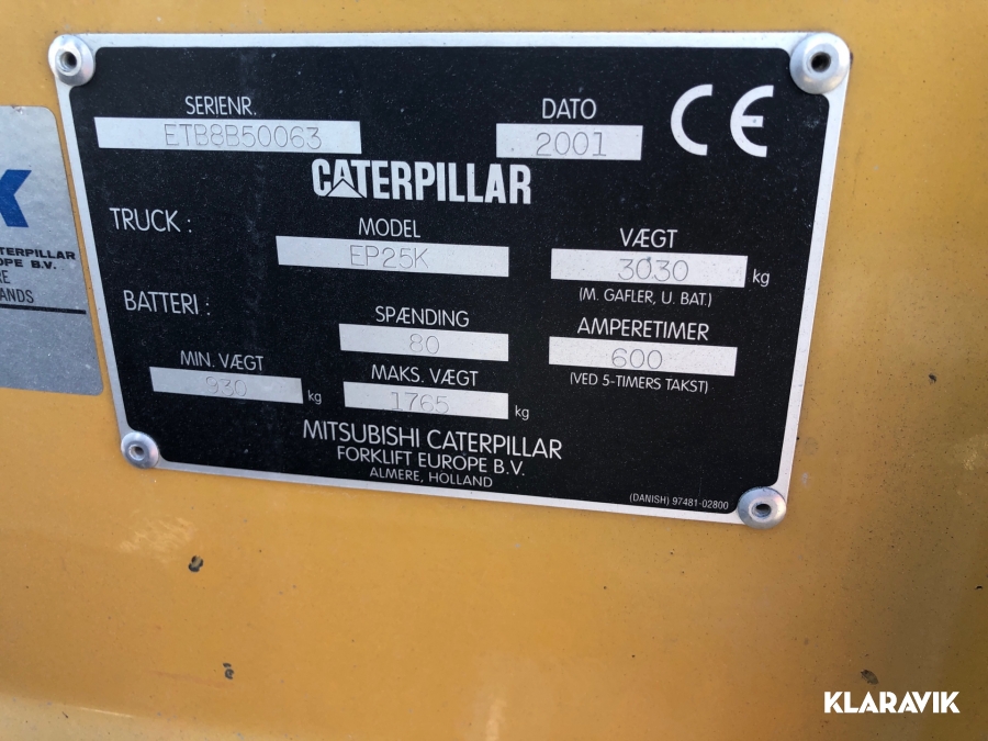 Klaravik Auktioner | Truck Eltruck Caterpillar 25