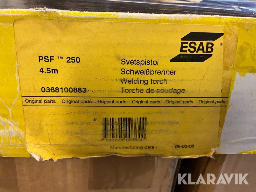 Slangpaket Esab PSF 250, Umeå, Klaravik auktioner