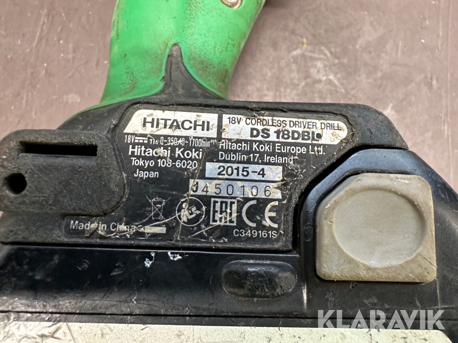 Borrskruvdragare batteri Hitachi DS 18DBL, Svalöv, Klaravik