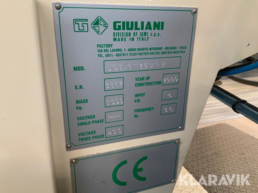 Sidkodfräs CNC Giuliani CCE.1-1 EM-W, Eskilstuna, Klaravik