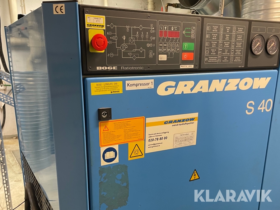 Skruvkompressor med tillbehör Granzow S 40, Stockholm, Klara