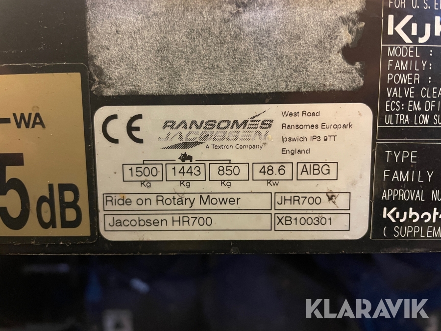 Gräsklippare Jacobsen HR700, Uppsala, Klaravik auktioner