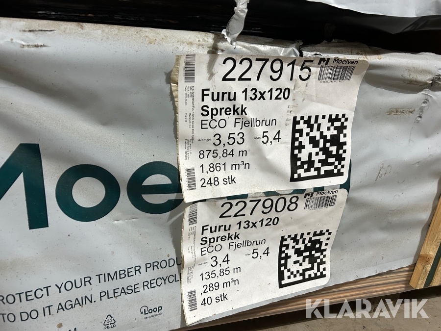 Panel inomhus Moelven Furu 13x120 / furu 13x145 / wood 13x1
