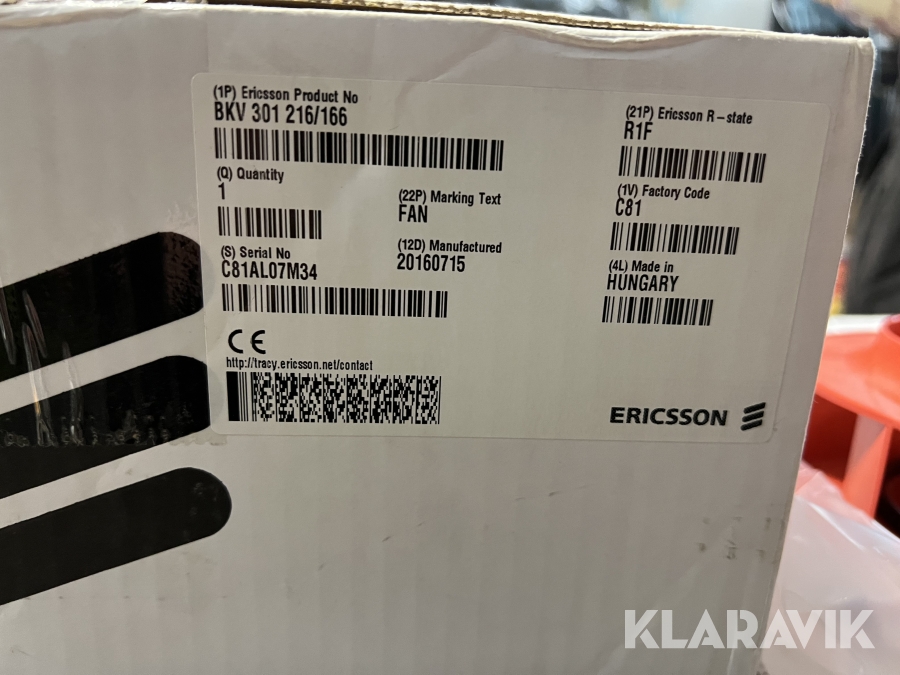 Fläkt Ericsson BKV 301 216/166, Södertälje, Klaravik auktion