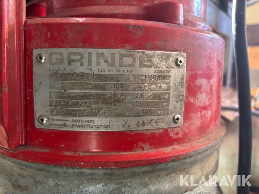 Dränkbar pump Grindex 3101, Tierp, Klaravik auktioner